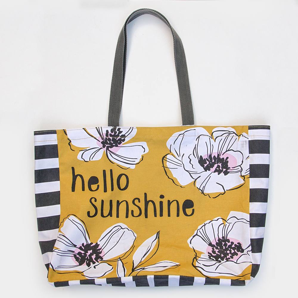 Hello Sunshine Cotton Canvas Tote Bag By Caroline Gardner Vibrant Home
